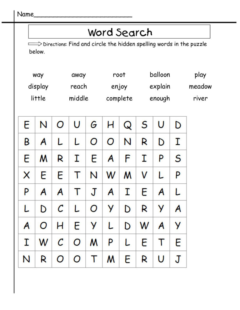 Free Printable Word Searches For 2nd Graders | Printable Word Search