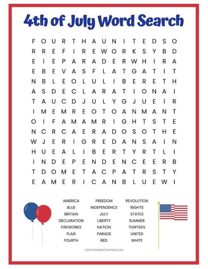 4th Of July Word Search Free Printable Easy Holidays Crafts 4th Of ...
