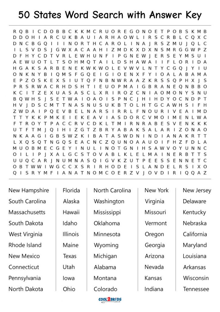 50 States Word Search Cool2bKids Printable Word Search 50 States Word Search Cool2bKids Printable Word Search