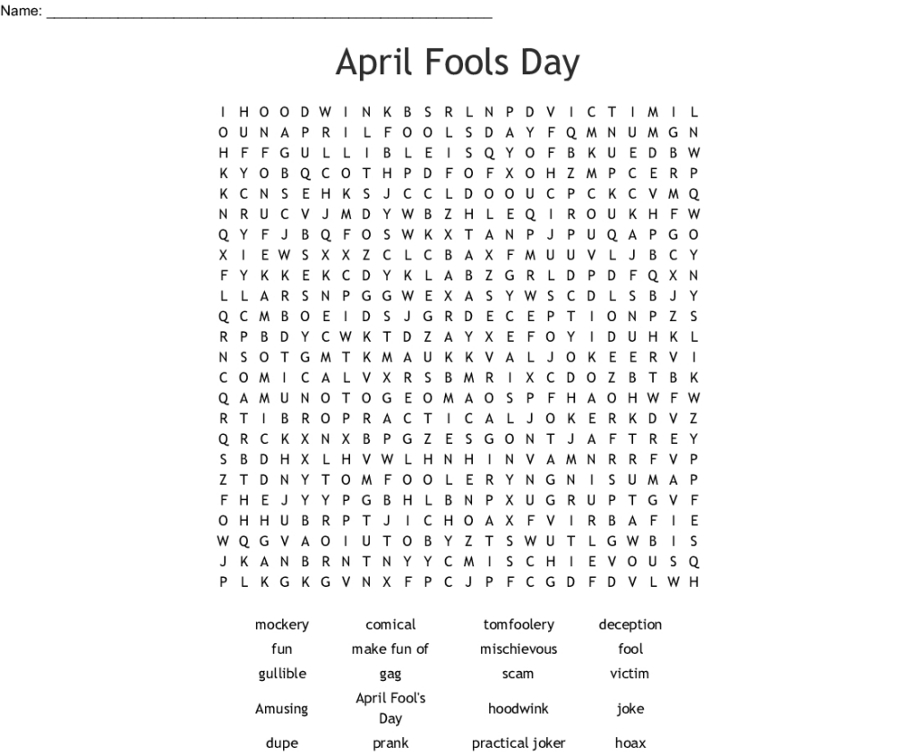 April Fools Word Search Printable Word Search Printable | Printable ...