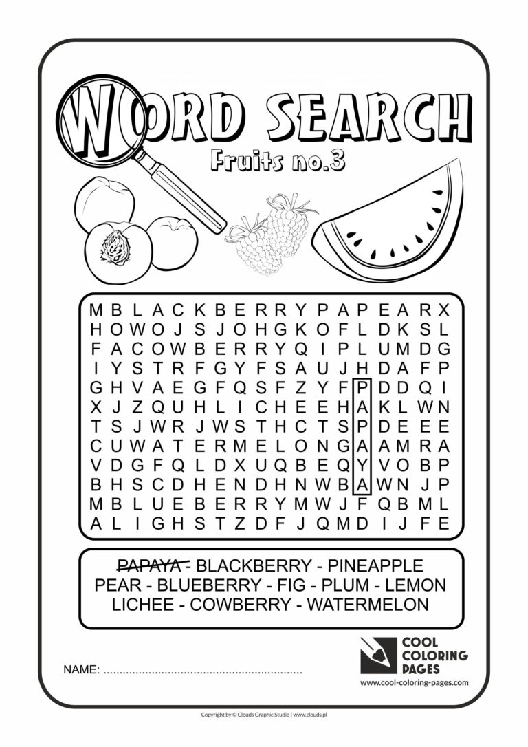 Cool Coloring Pages Word Search Cool Coloring Pages Free | Printable ...