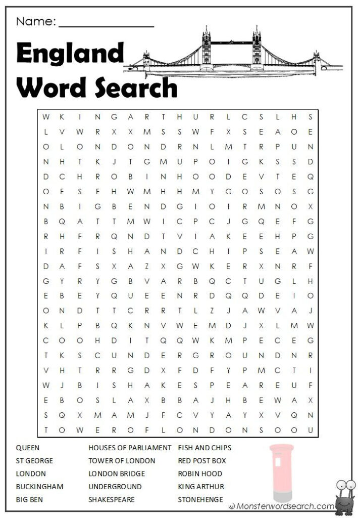 England Word Search Word Search Printables Free Printable Word ...
