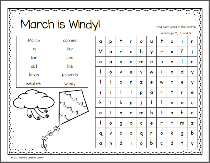 March Word Search Packet Mamas Learning Corner | Printable Word Search