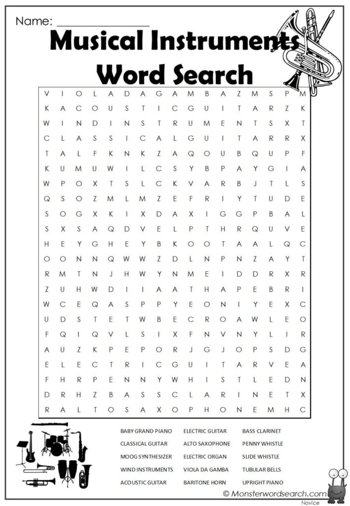 Musical Instruments Word Search 1 Jpg Monster Word Search | Printable ...