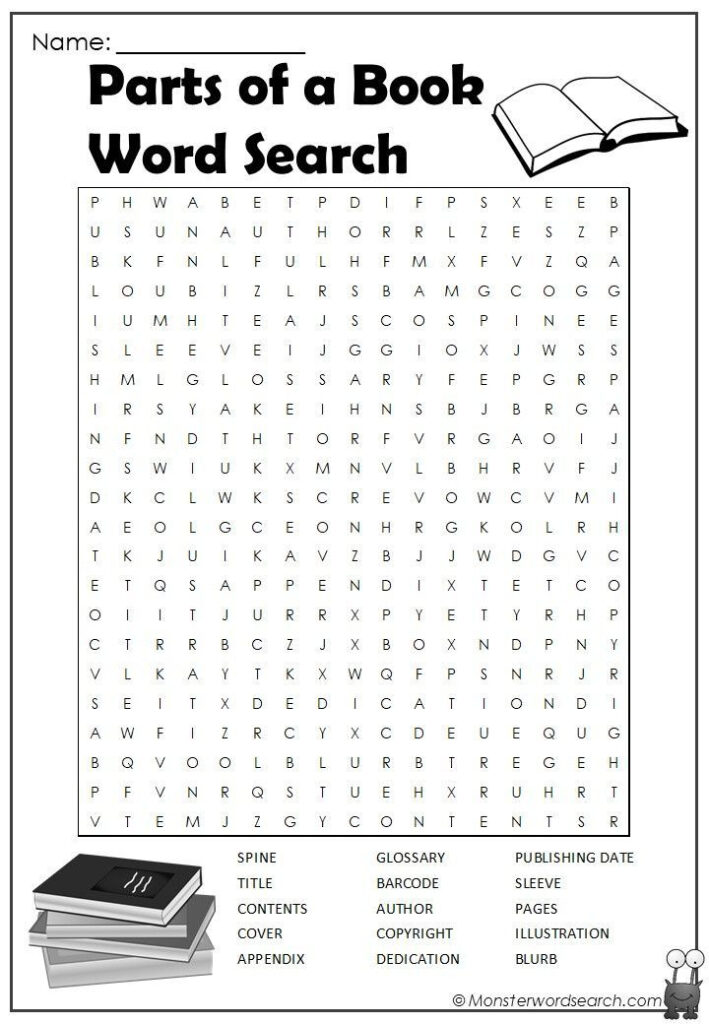 Parts Of A Book Word Search Library Lesson Plans Parts Of A Book ...