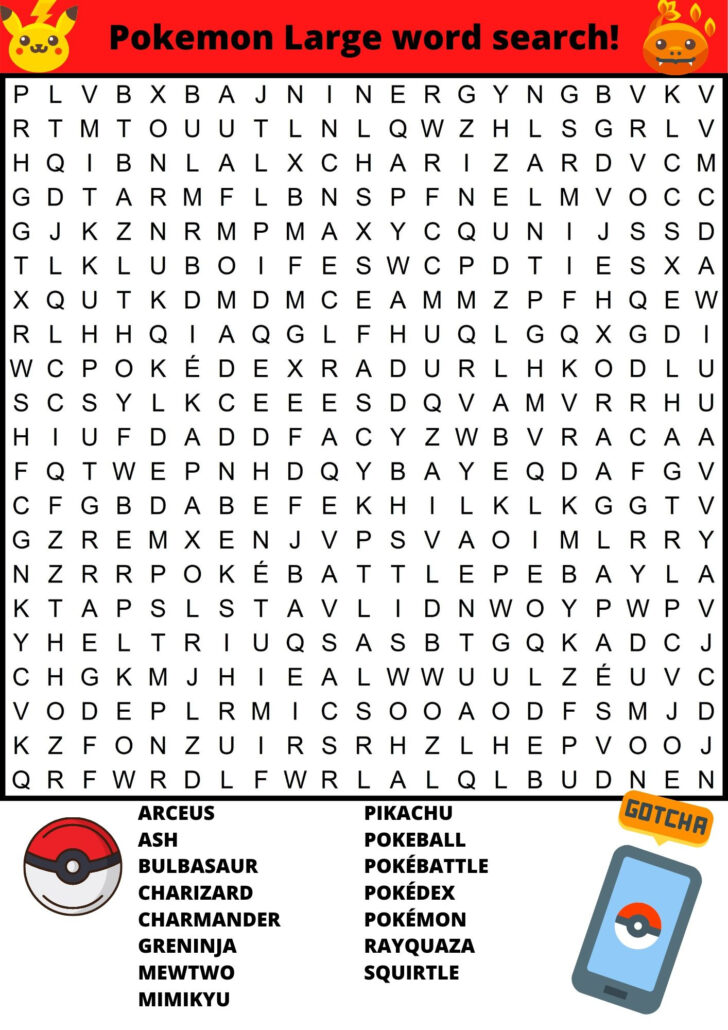 Pokemon Free Printable Word Search In 2020 Pokemon Word Search Free ...