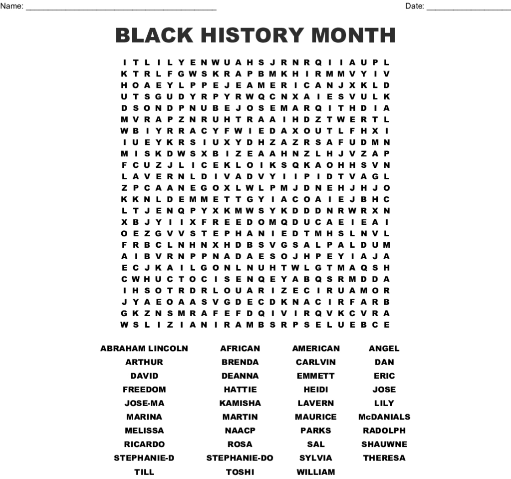 Printable Word Search Black History Month Word Search Printable ...