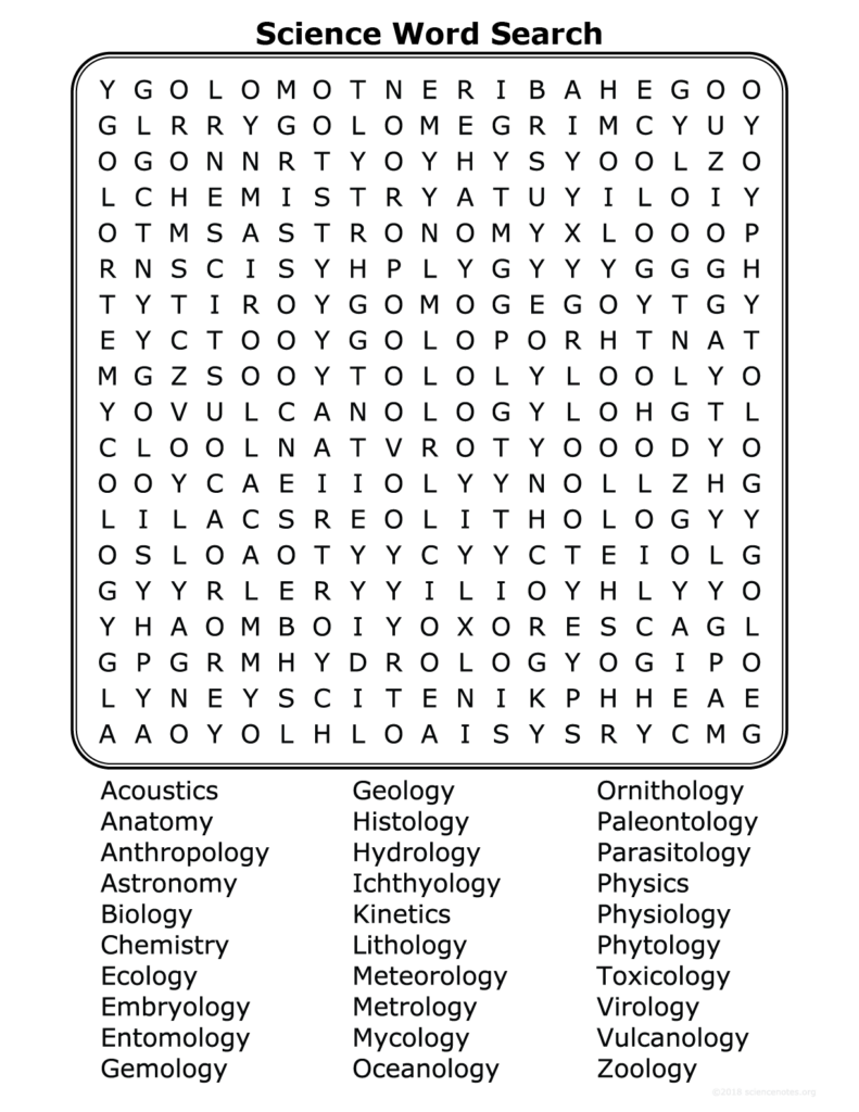 Printable Science Word Search | Printable Word Search