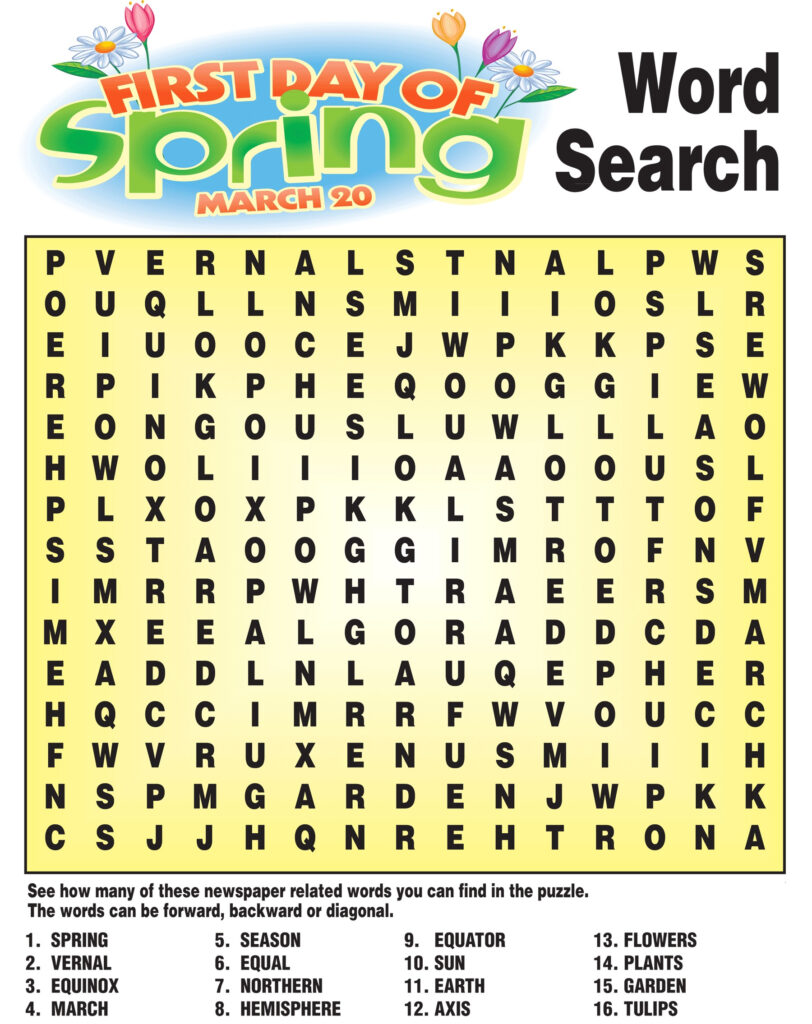 Spring Word Search Best Coloring Pages For Kids | Printable Word Search