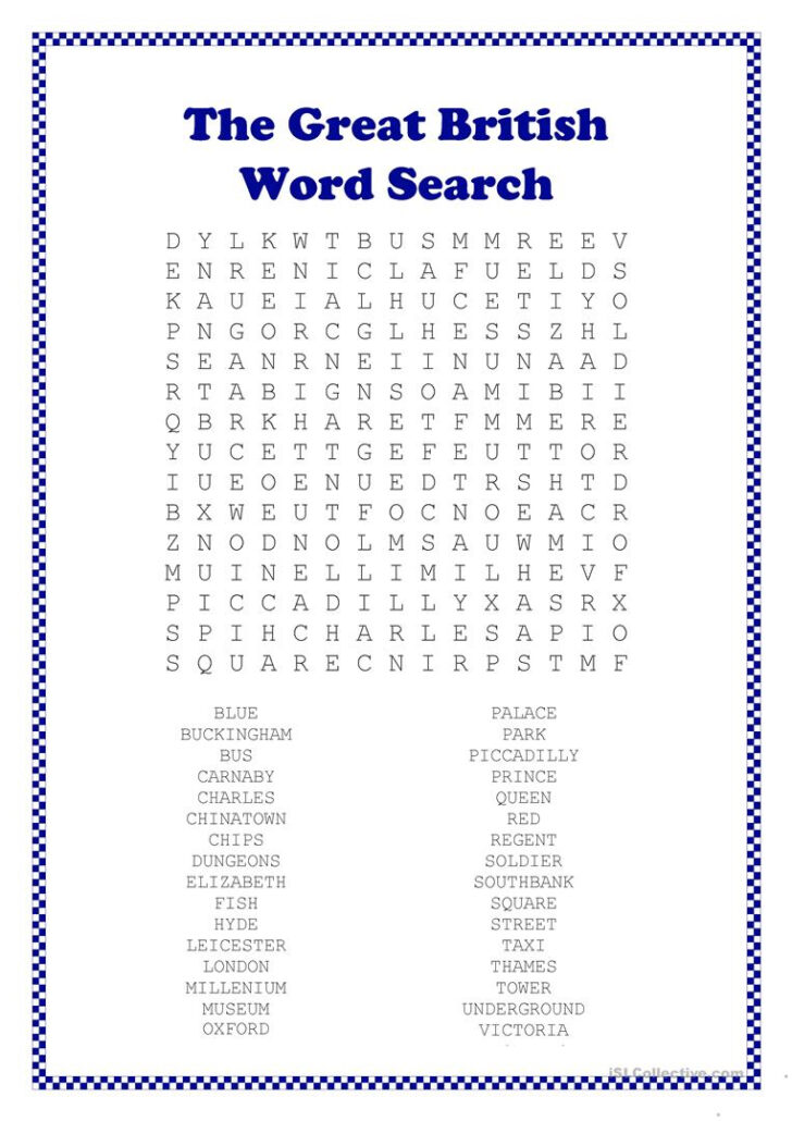 The Great British Word Search English ESL Worksheets For Distance ...