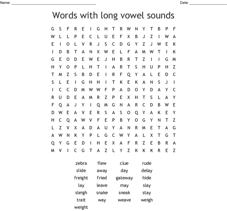 Words With Long Vowel Sounds Word Search Wordmint Word Search Printable ...