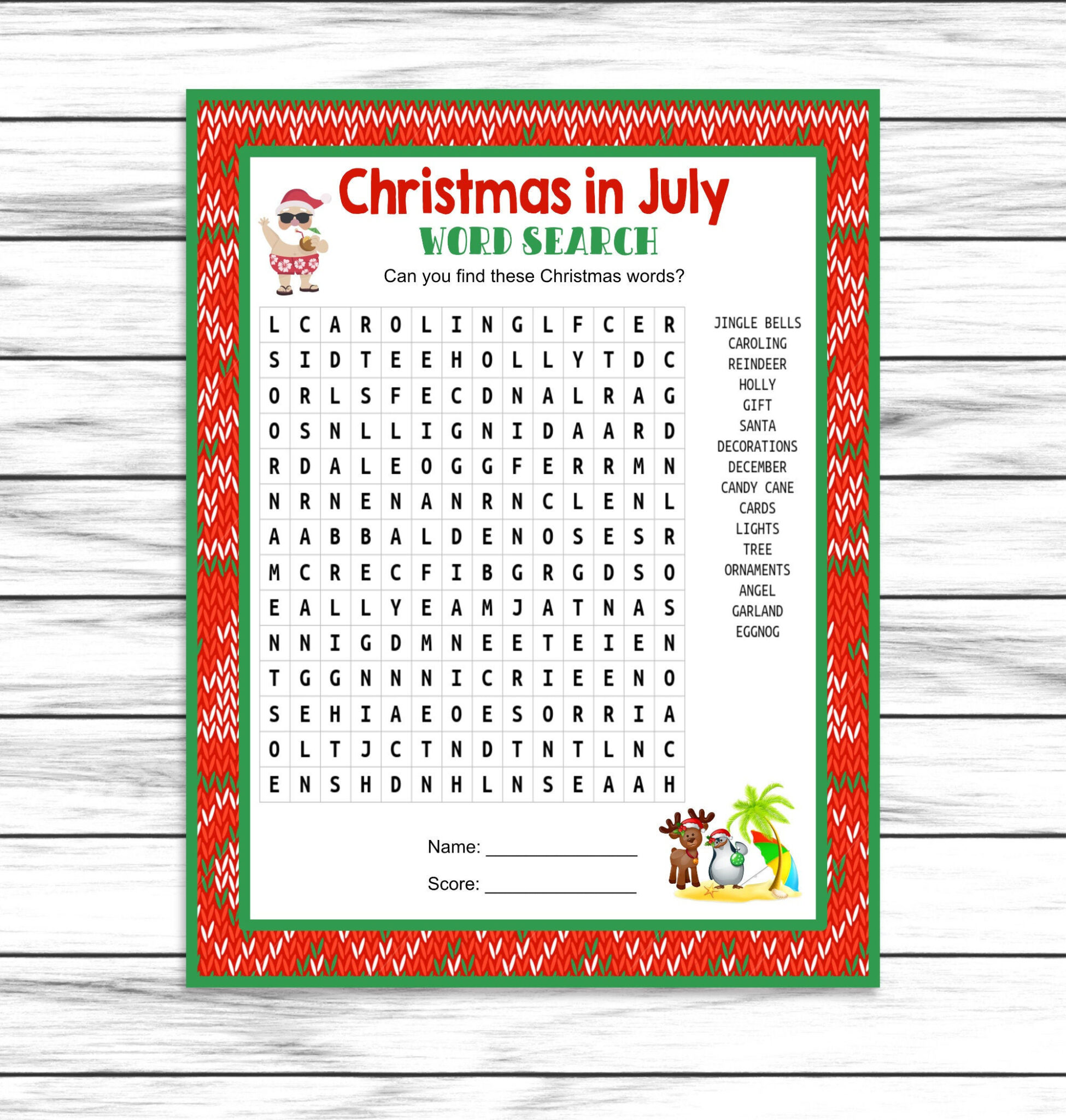 Christmas in July Word Search | Printable Word Search
