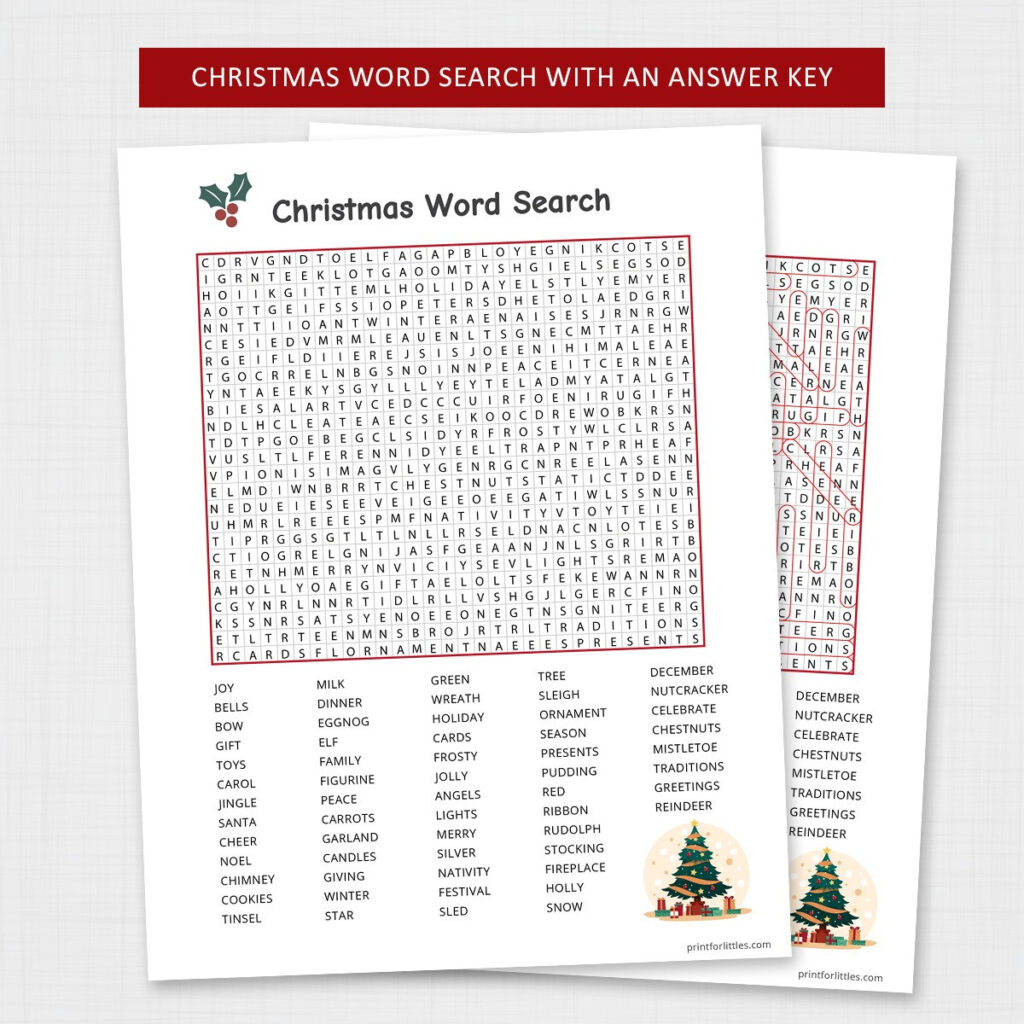 Christmas Word Search Puzzle Answers | Printable Word Search