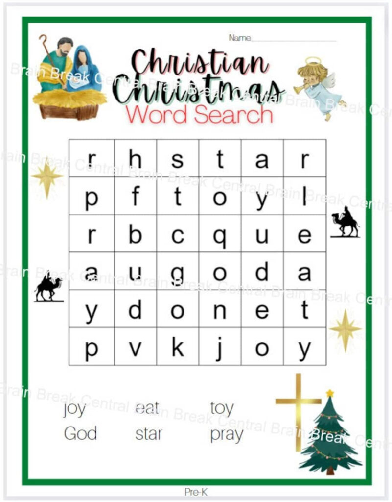 Religious Christmas Word Search | Printable Word Search