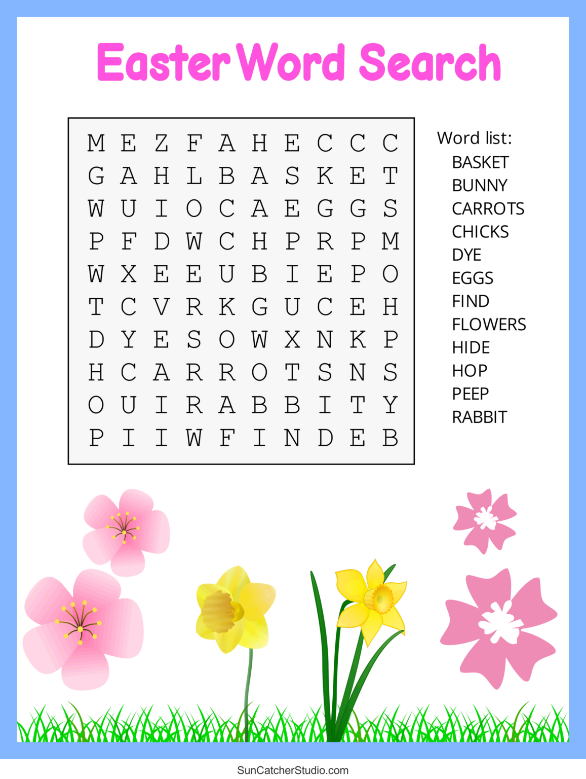 Kindergarten Easter Word Search | Printable Word Search