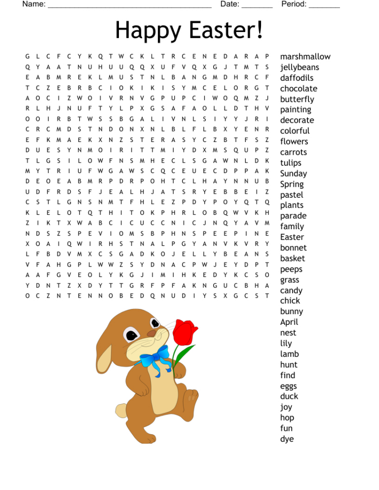 Easter Word Search Answer Key | Printable Word Search