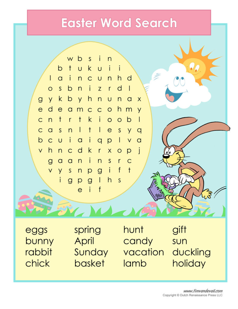 Easter Word Search For Kindergarten | Printable Word Search
