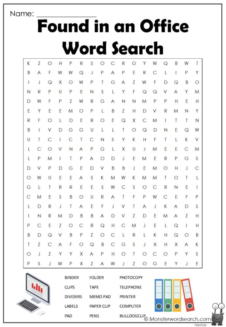 Office Word Search Printable | Printable Word Search