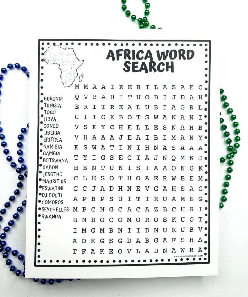 Free Printable Word Search Puzzles African Countries | Printable Word ...