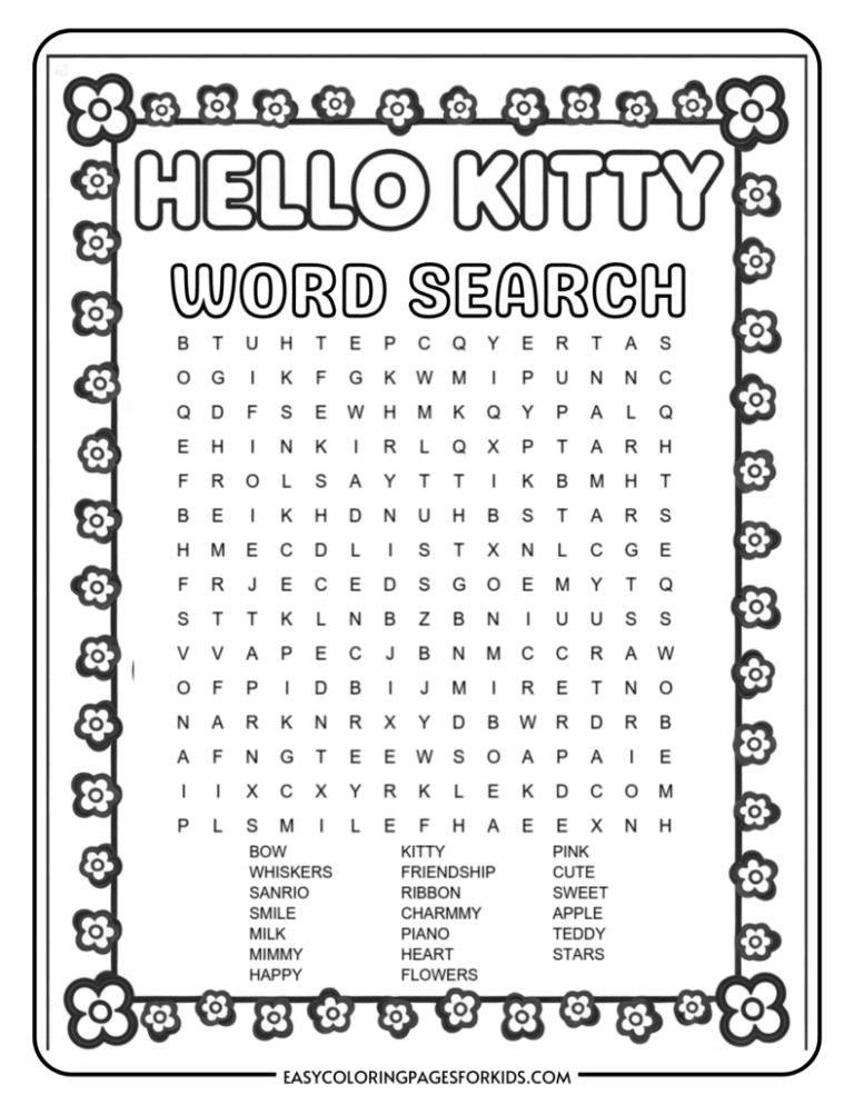 Hello Kitty Word Search Printable | Printable Word Search
