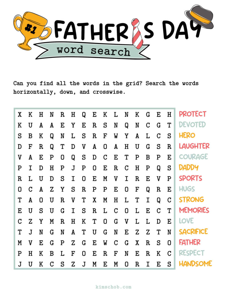 Free Printable Father’s Day Word Search | Printable Word Search