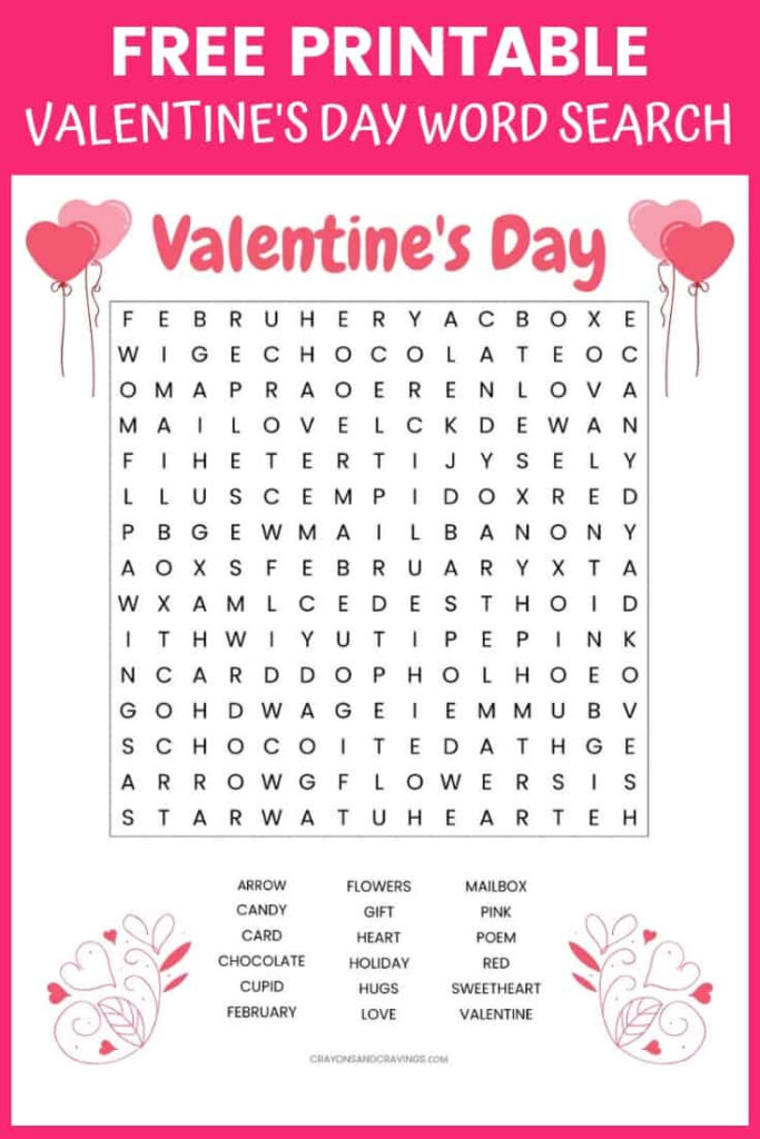 Free Printable Valentine Word Searches – Printable Word Search