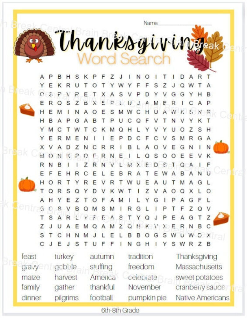 Interactive Thanksgiving Word Search | Printable Word Search