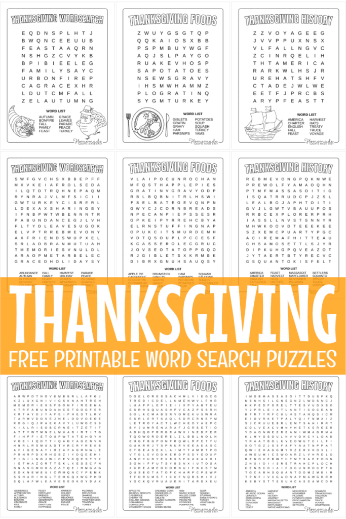 Big Thanksgiving Word Search | Printable Word Search