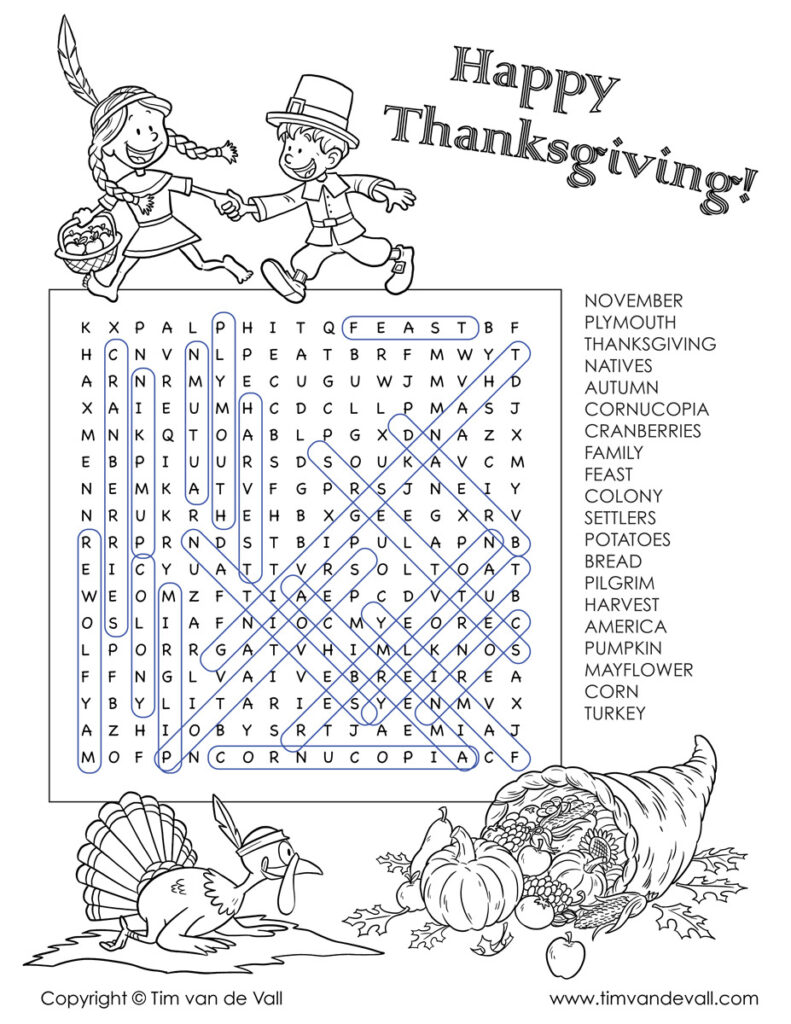 Happy Thanksgiving Word Search For Elementary Students | Printable Word ...