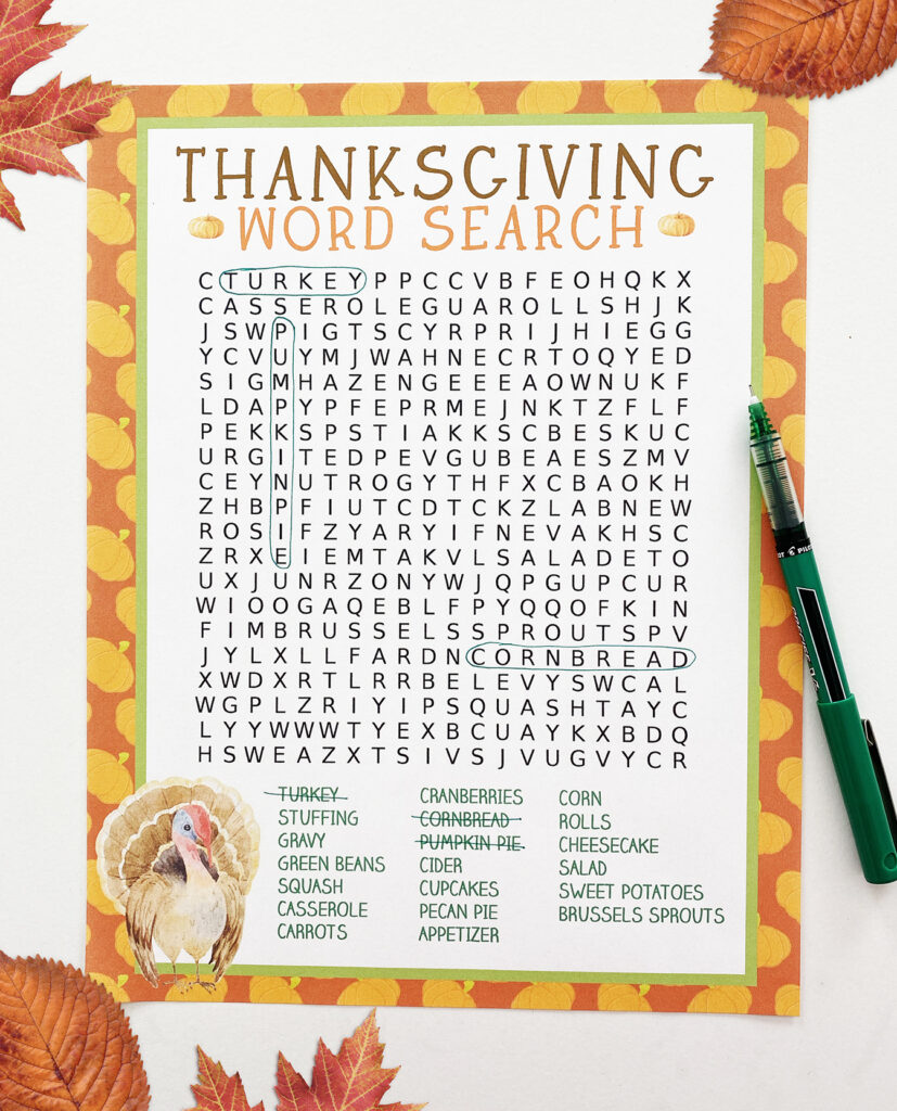 Free Printable Large Print Thanksgiving Word Search | Printable Word Search
