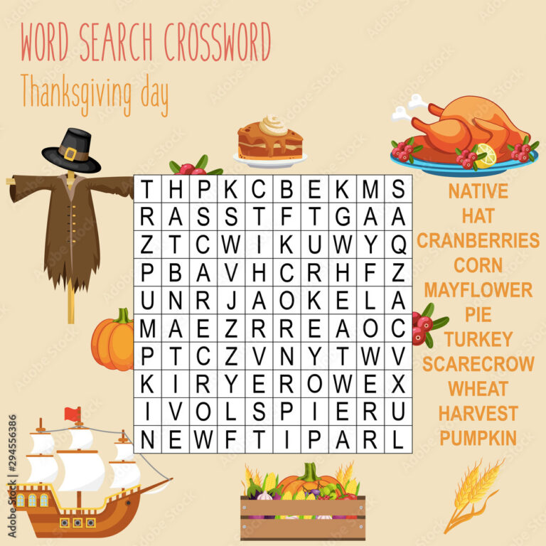 Thanksgiving Basic Word Search | Printable Word Search