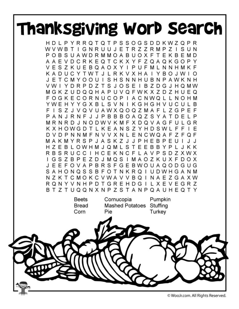 Thanksgiving Word Search and Coloring Sheets | Printable Word Search