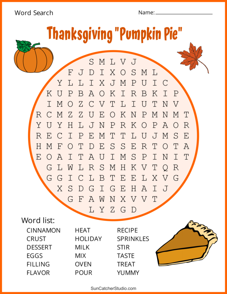 Thanksgiving Day Fourth Thursday of November Word Search | Printable ...