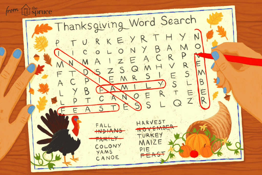 Freeology Thanksgiving Word Search Key | Printable Word Search