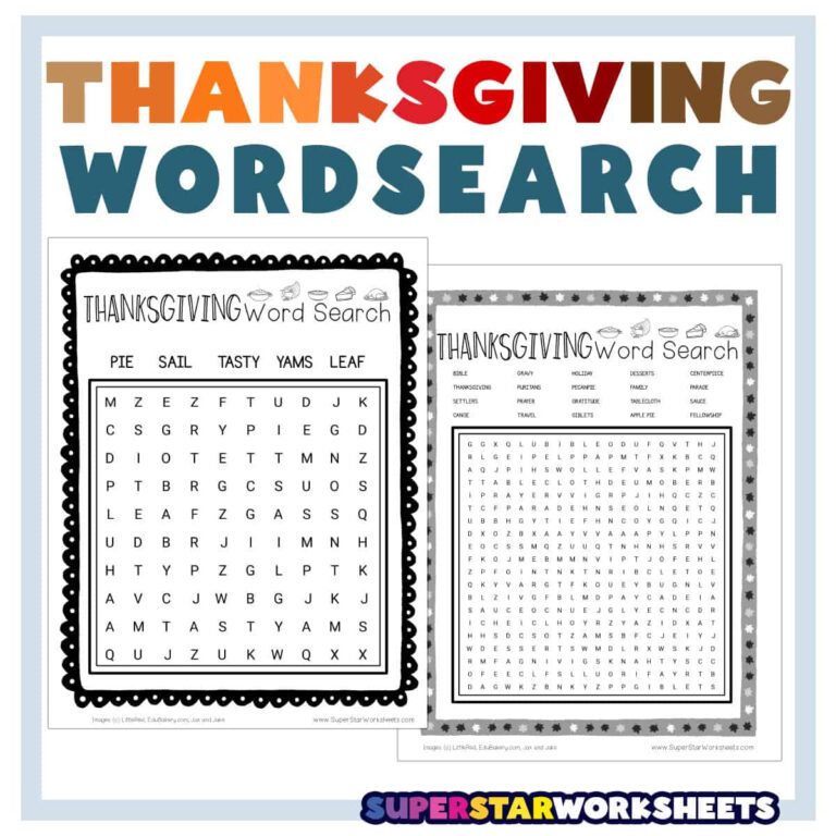 Thanksgiving Sunday School Word Search | Printable Word Search