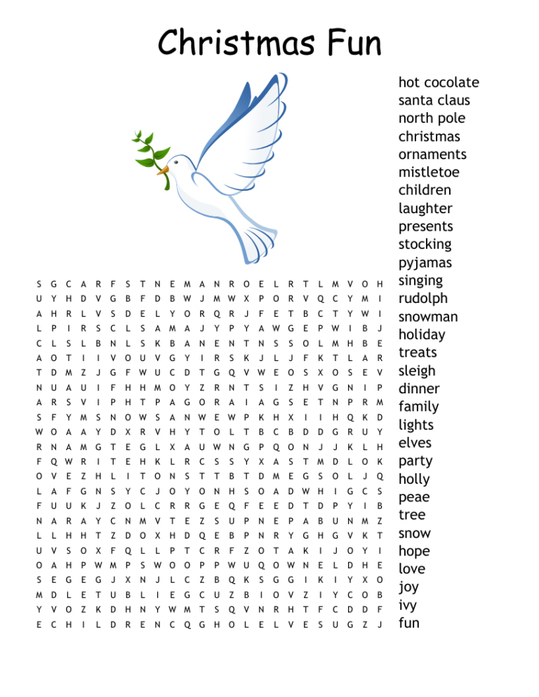 3rd Grade Christmas Word Search | Printable Word Search