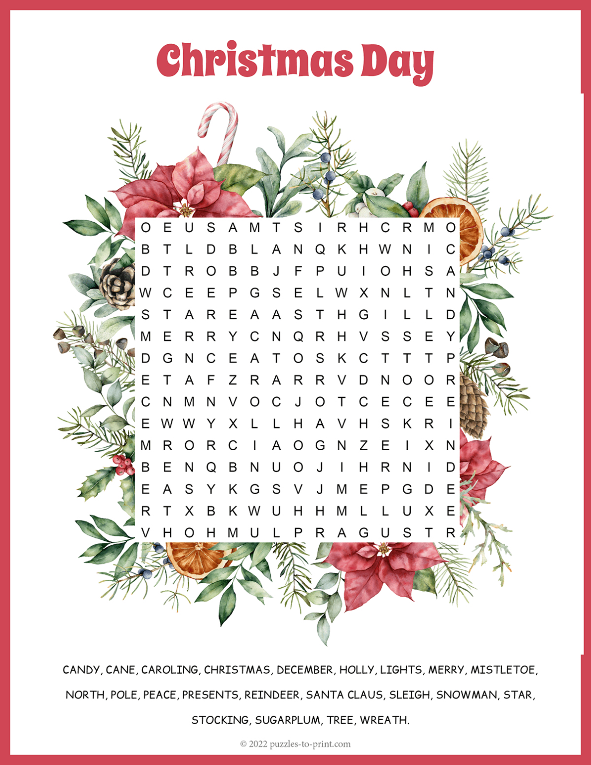Large Christmas Word Search | Printable Word Search