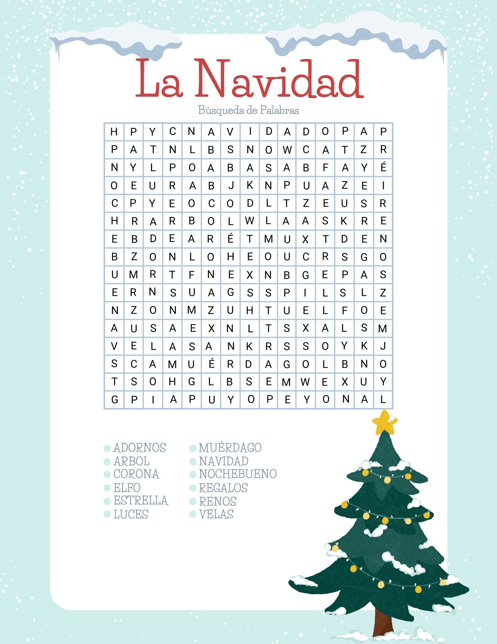 Christmas Spanish Word Search | Printable Word Search