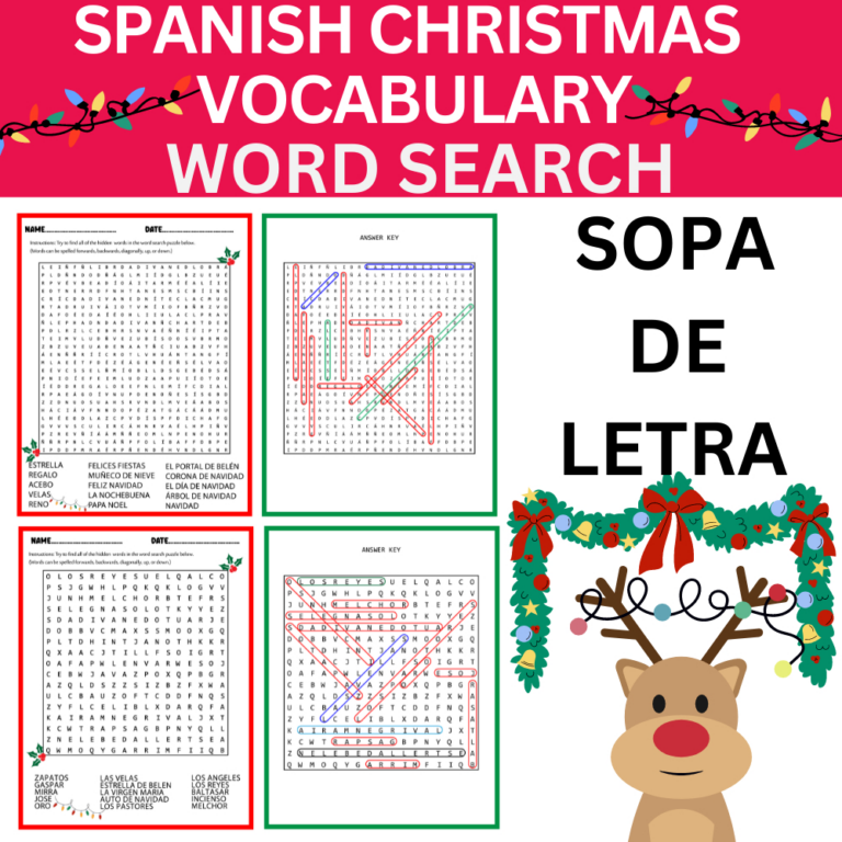 Spanish Christmas Vocabulary Word Search | Printable Word Search
